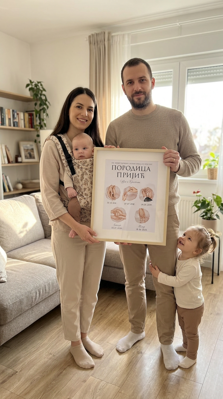 Slike bebinih rukica i stopala kao i porodičnih ruku – Posterionica